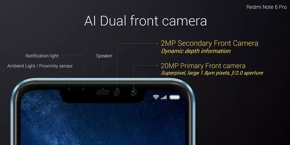 Xiaomi Redmi Note 6 Pro gydag arddangosfa rhicyn, pedwar camera wedi'u lansio: Pris, manylebau 10881_2