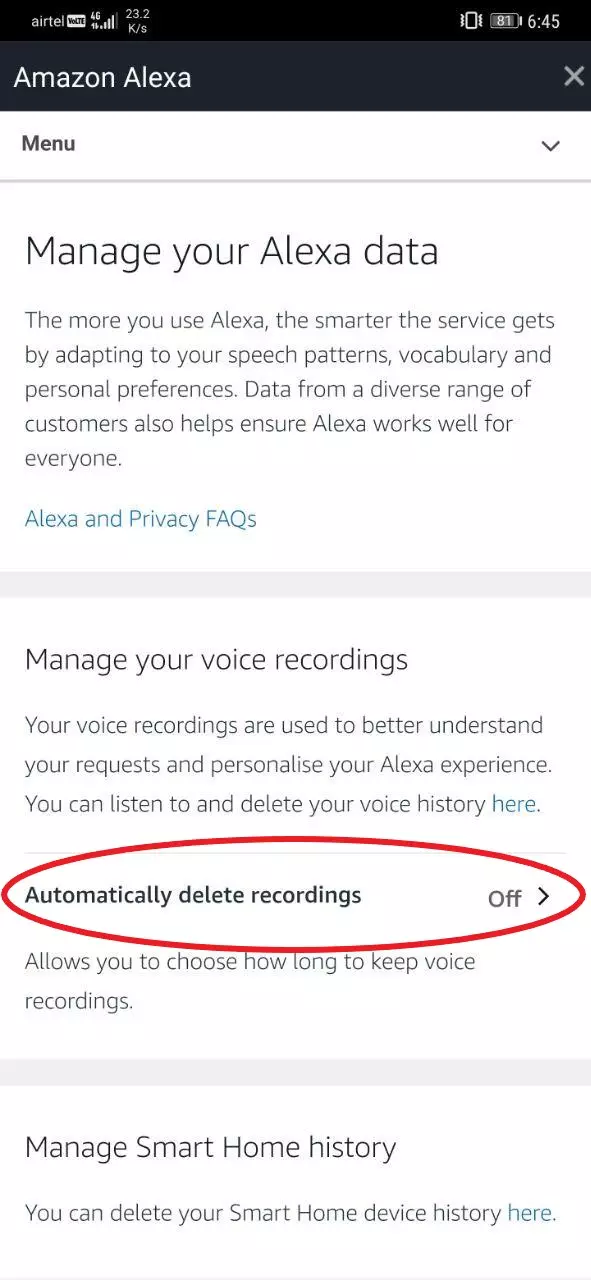 Awtomatikong tanggalin ang iyong Alexa Voice Recording 16964_5