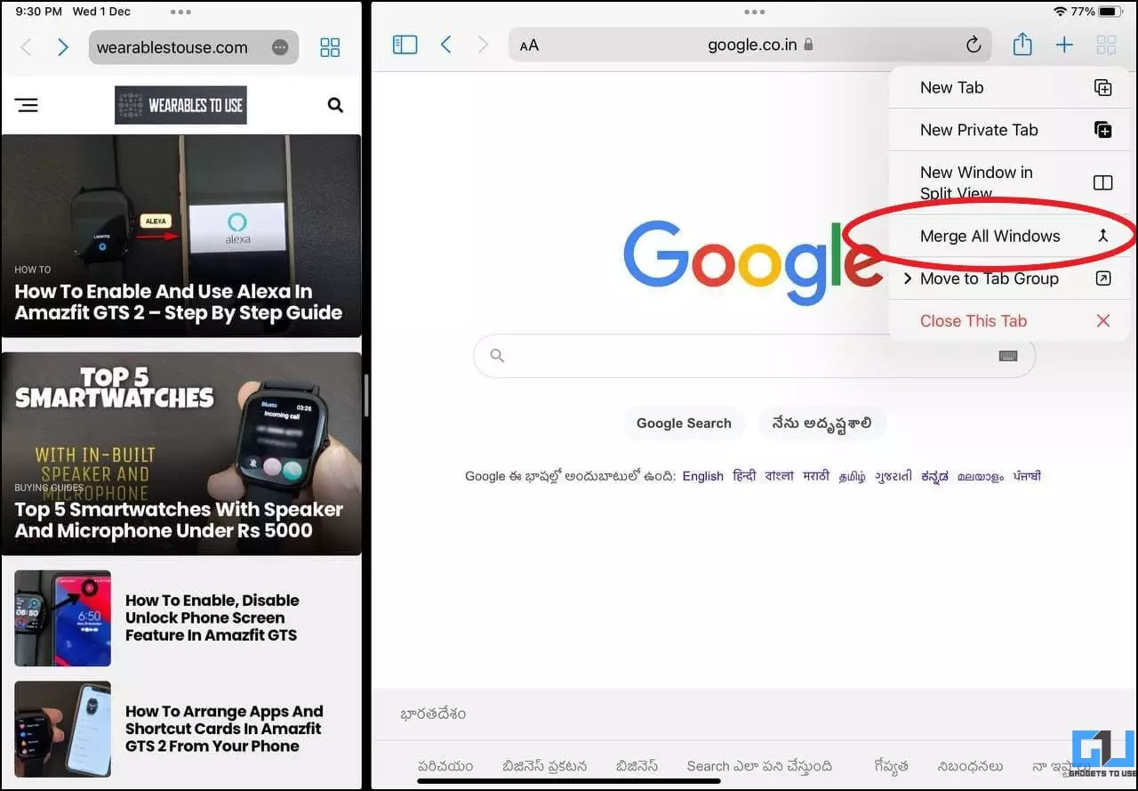 Ieșiți din Split Screen în Safari pe iPad