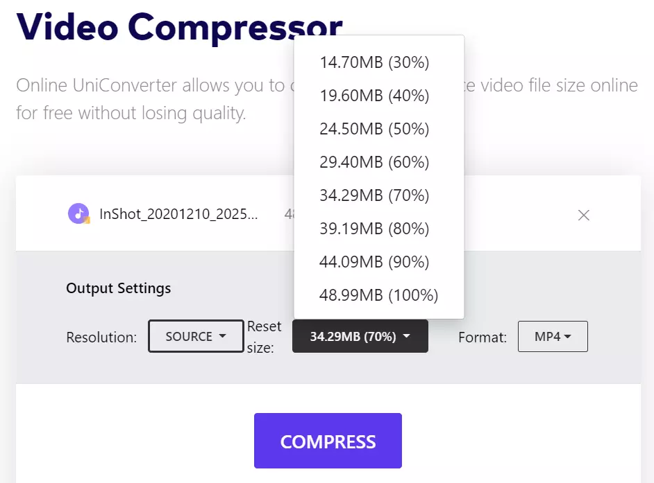 Comprimir video en línea en el teléfono y la PC