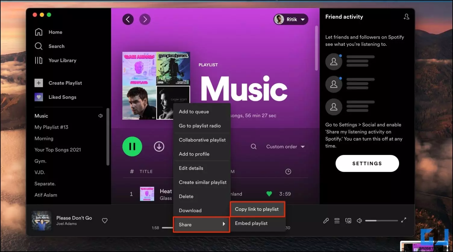 Kompýuterde Spotify koduny düzüň