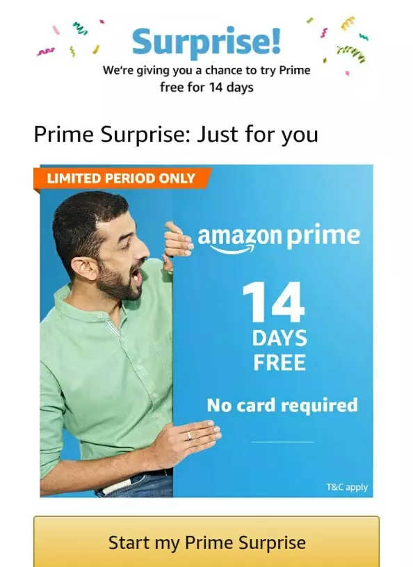 Como obter a assinatura do Amazon Prime gratuitamente por 14 dias sem detalhes do cartão 28850_1