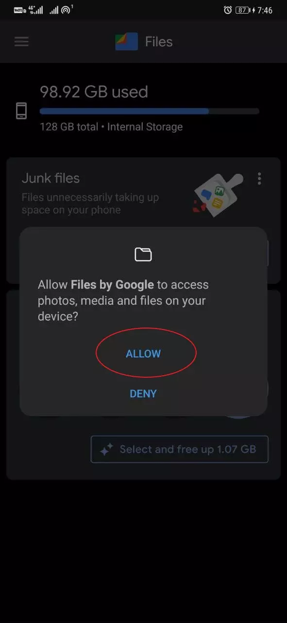 Gwiritsani ntchito Files by Google App kumasula Zosungira Pafoni