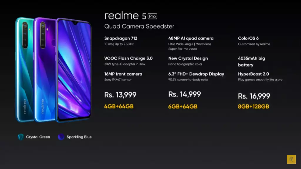 Realme 5 Pro 48MP Quad කැමරා සැකසුම ඉන්දියාවේ දියත් කර ඇත: පිරිවිතර, මිල සහ ලබා ගත හැකි බව 30365_1