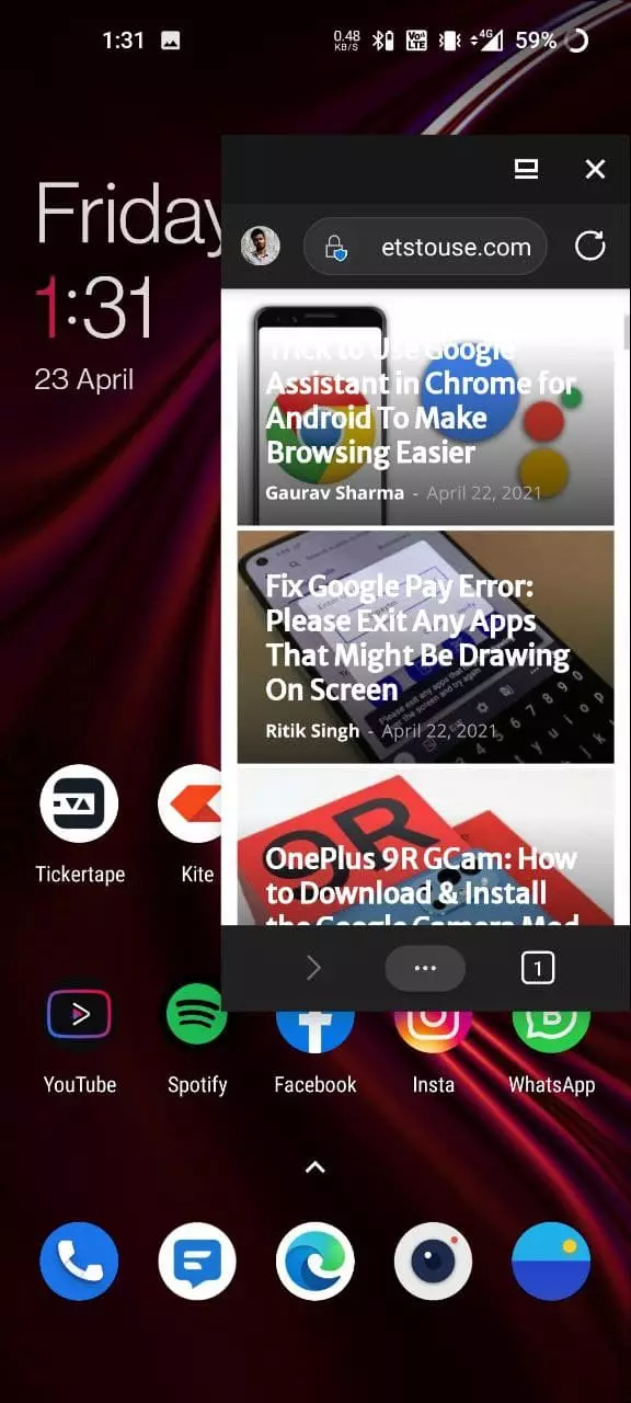 OnePlus ఫోన్లో ఫ్లోటింగ్ విండోను ఉపయోగించండి