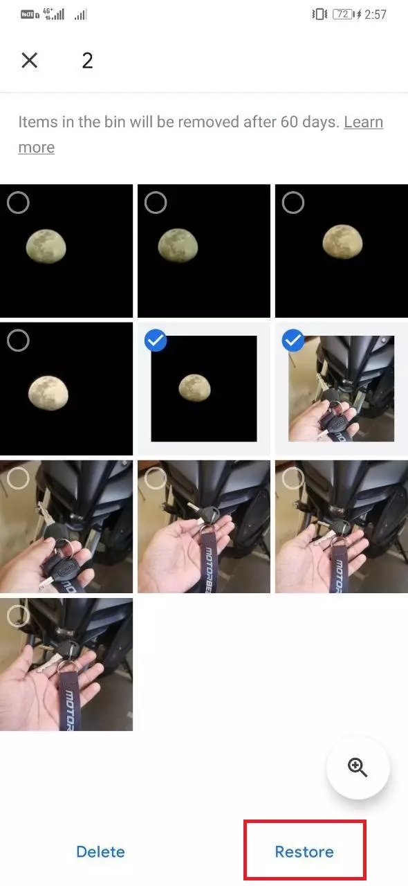 Obnovte smazané fotografie a videa z Fotek Google