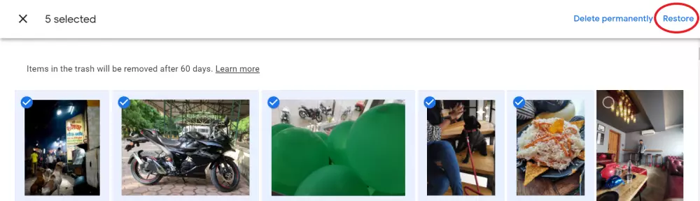 گوگل فوٹوز سے ڈیلیٹ شدہ تصاویر، ویڈیوز کو کیسے بازیافت کریں۔ 34100_6