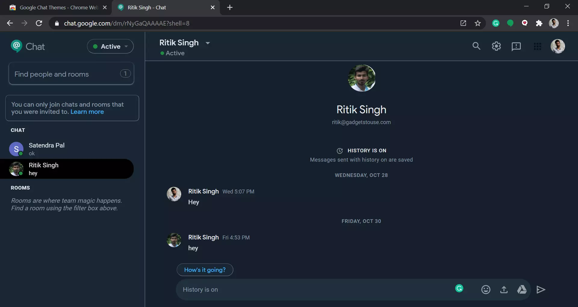 Google Chat တွင် Dark Mode ကိုသုံးပါ။