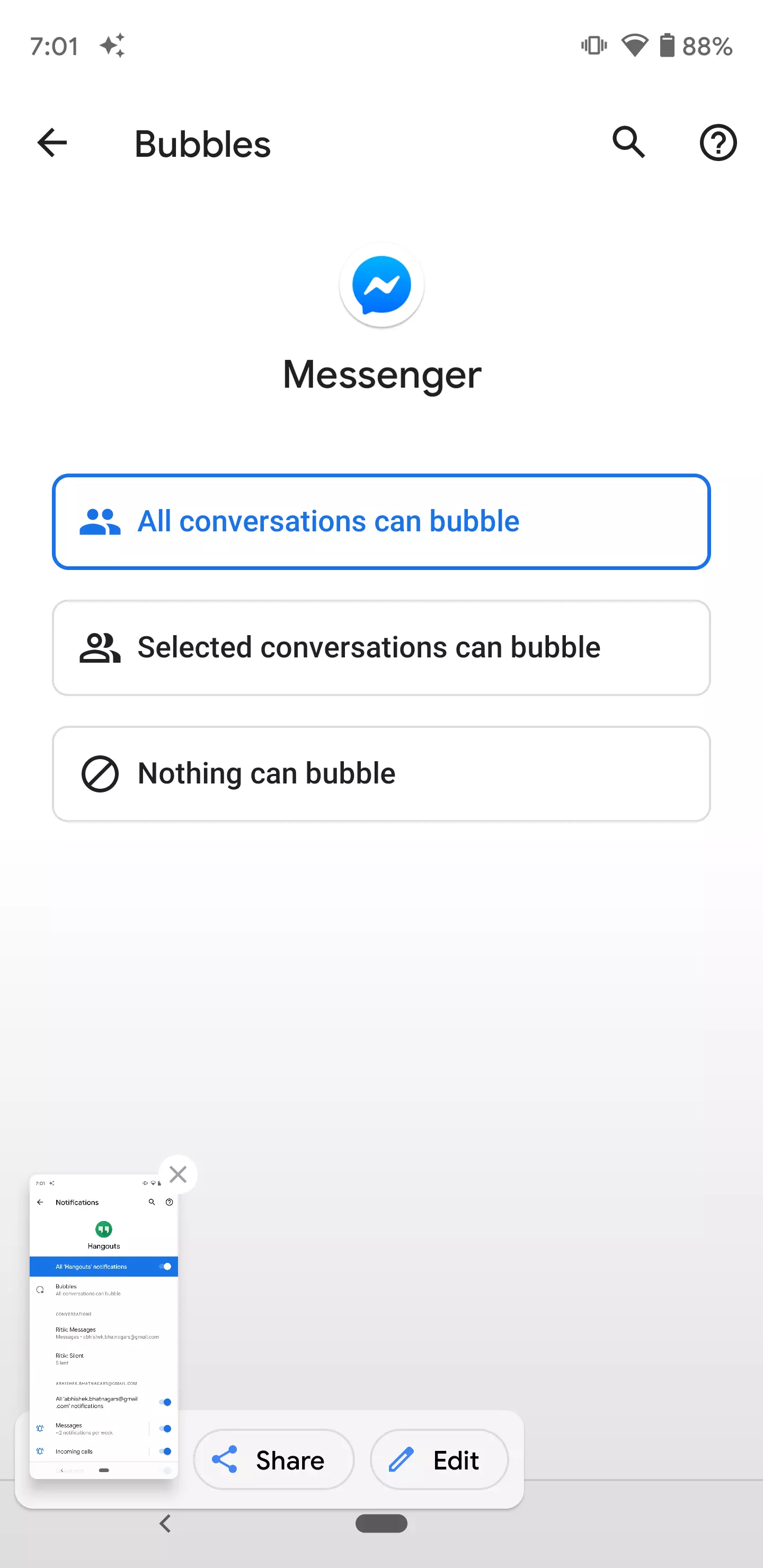 Chat Bubbles -ominaisuuden ottaminen käyttöön Messengerissä Android 11:ssä 39259_2