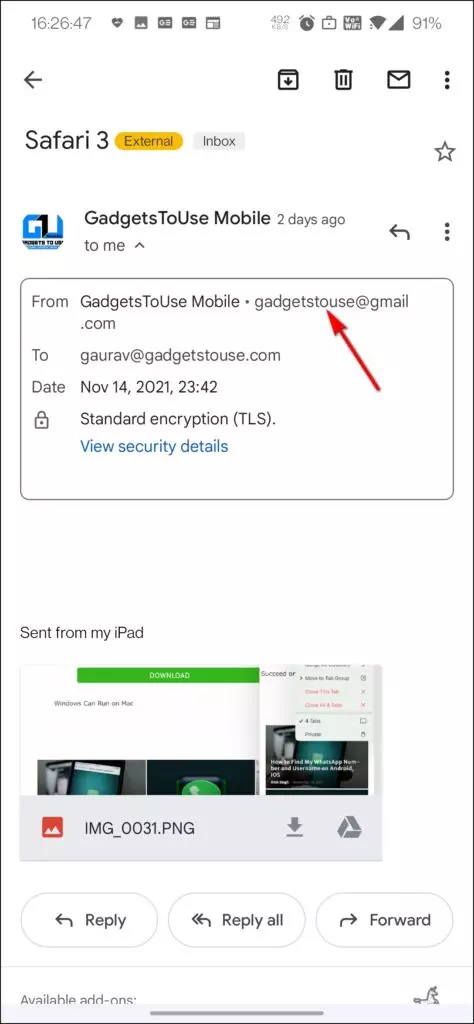 Telefonunuzdaki Gmail'de Gönderen E-posta Adresini Kopyalamanın 3 Yolu 44935_2