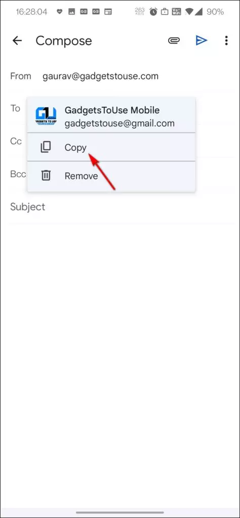 તમારા ફોન પર Gmail માં પ્રેષકના ઇમેઇલ સરનામાંની નકલ કરવાની 3 રીતો 44935_4