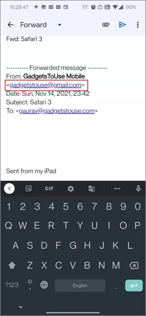 Telefonunuzdaki Gmail'de Gönderen E-posta Adresini Kopyalamanın 3 Yolu 44935_6