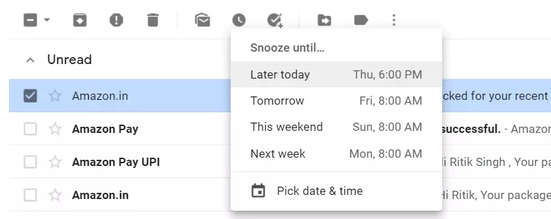 Kedu ihe bụ Snooze na Gmail na otu esi eji ya? 50374_8