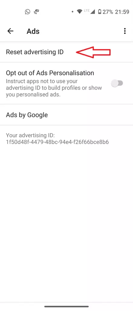 Co je reklamní ID v systému Android? Jak jej resetovat, aby omezil reklamy na vašem telefonu 5185_3