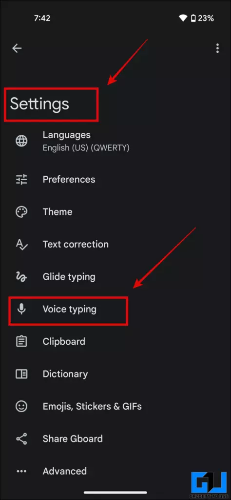 Το Assistant Voice Typing είναι γκριζαρισμένο