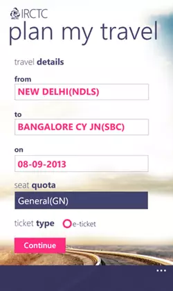 IRCTC's offisjele app lansearre foar Windows Phone en Windows 8 7990_4
