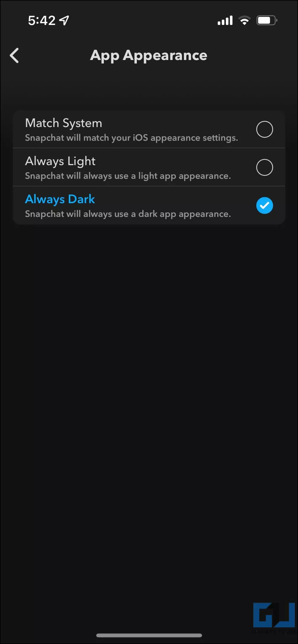 Android మరియు iOS (2022)లో స్నాప్చాట్లో డార్క్ మోడ్ని పొందడానికి 6 మార్గాలు 8553_7