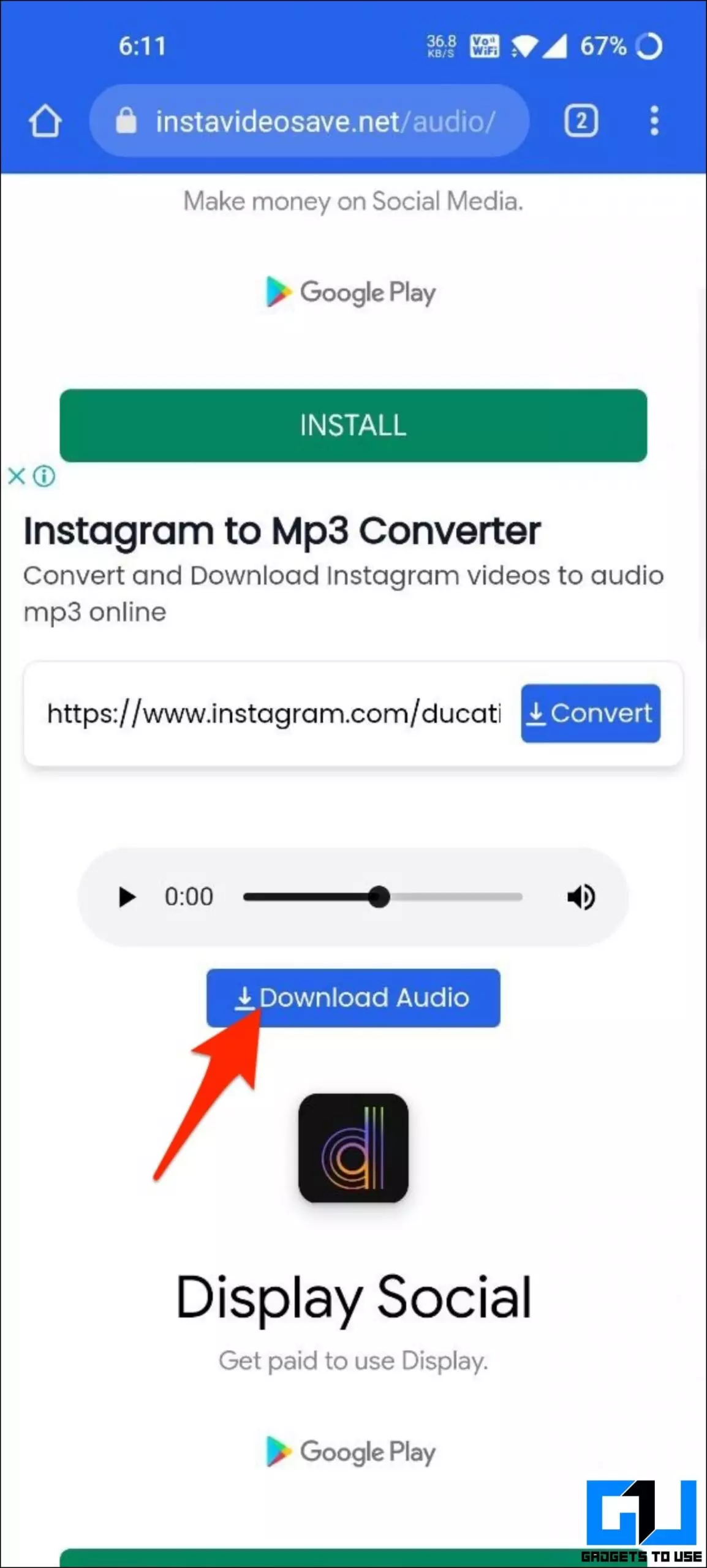 ดาวน์โหลด Instagram Reel Audio โดยใช้เว็บไซต์