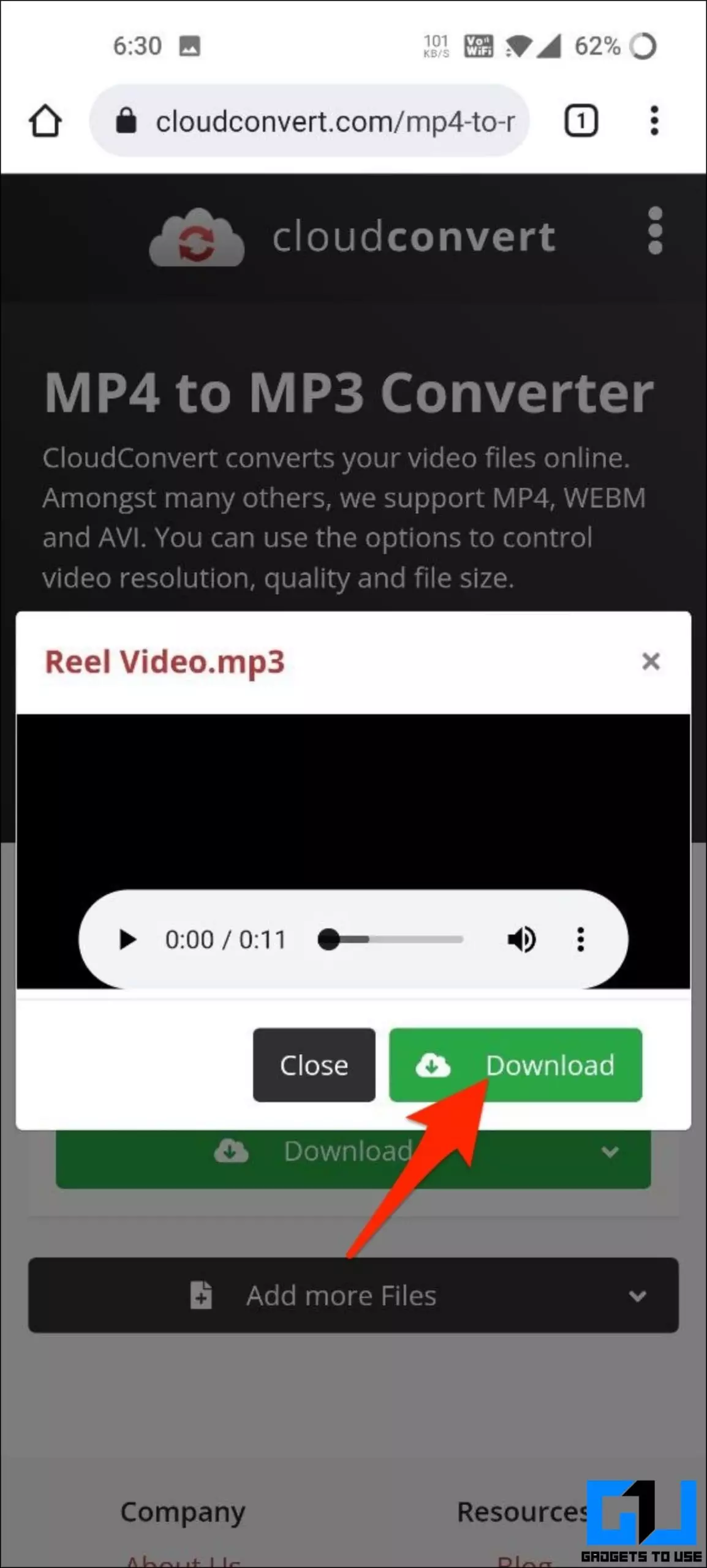 Konverter Reel Video til MP3 ved hjelp av Online Converter